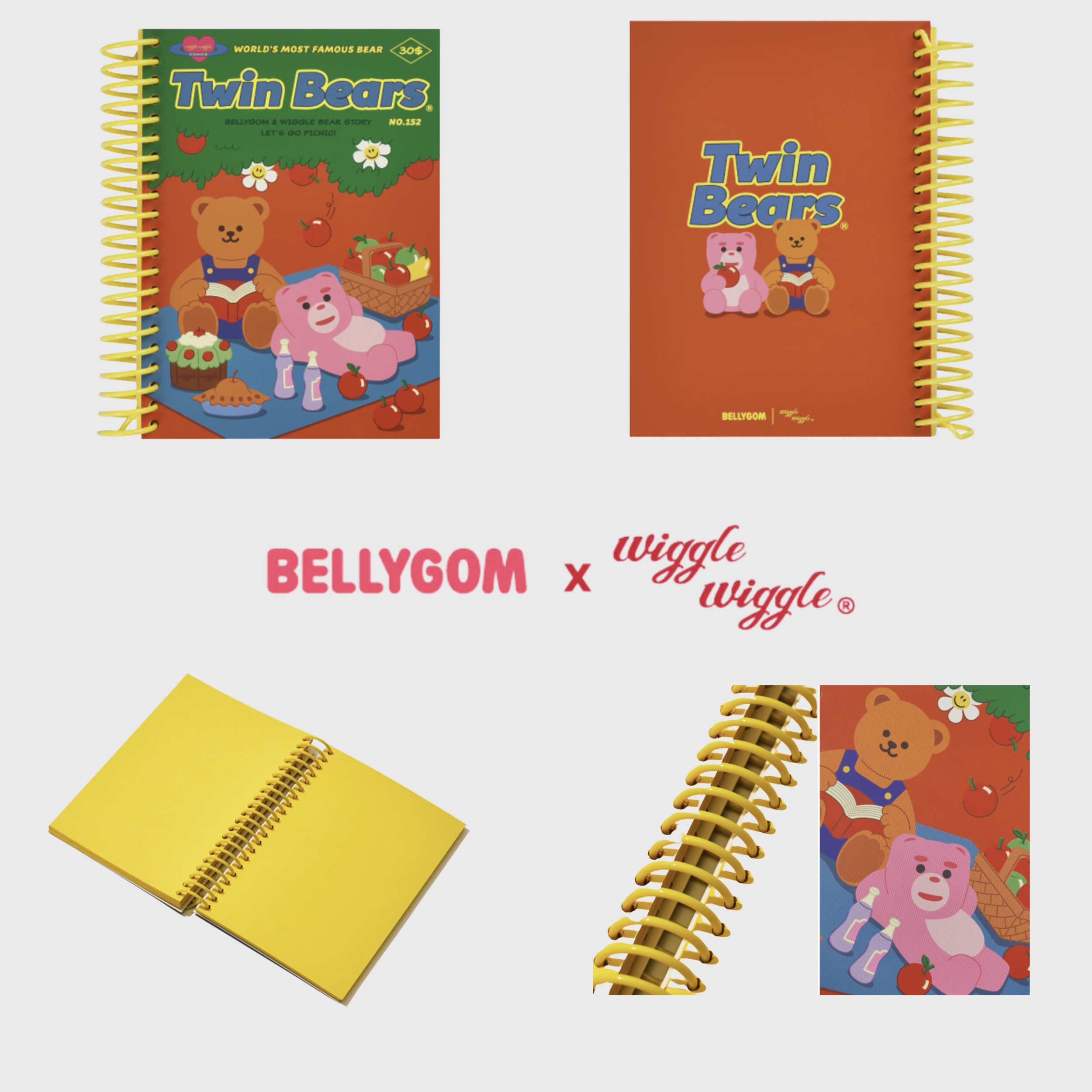 Bellygom X wiggle wiggle - Spring Note Twin Bears – Wiggle Wiggle Indonesia